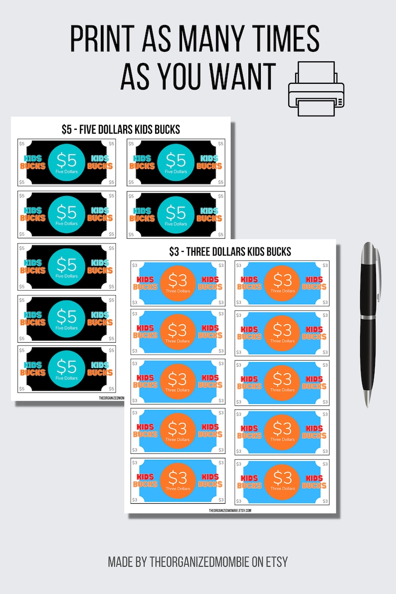 Behavior Bucks Printable Mom Bucks Kids Reward System Prints Kids ...