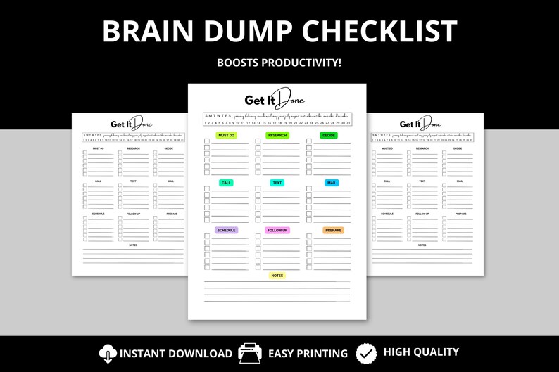 Printable Brain Dump Template Instant Download ADHD Brain Dump ...