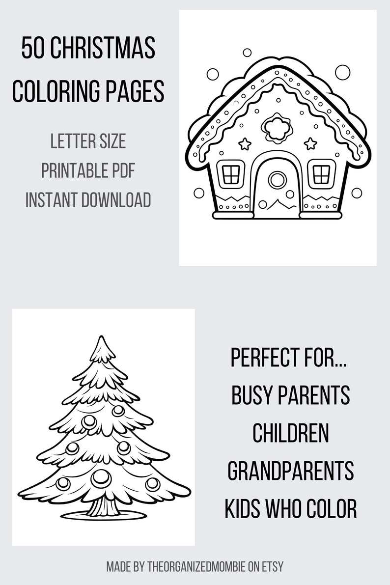 50 Christmas Coloring Christmas Activity Adult Coloring Pages Printable ...