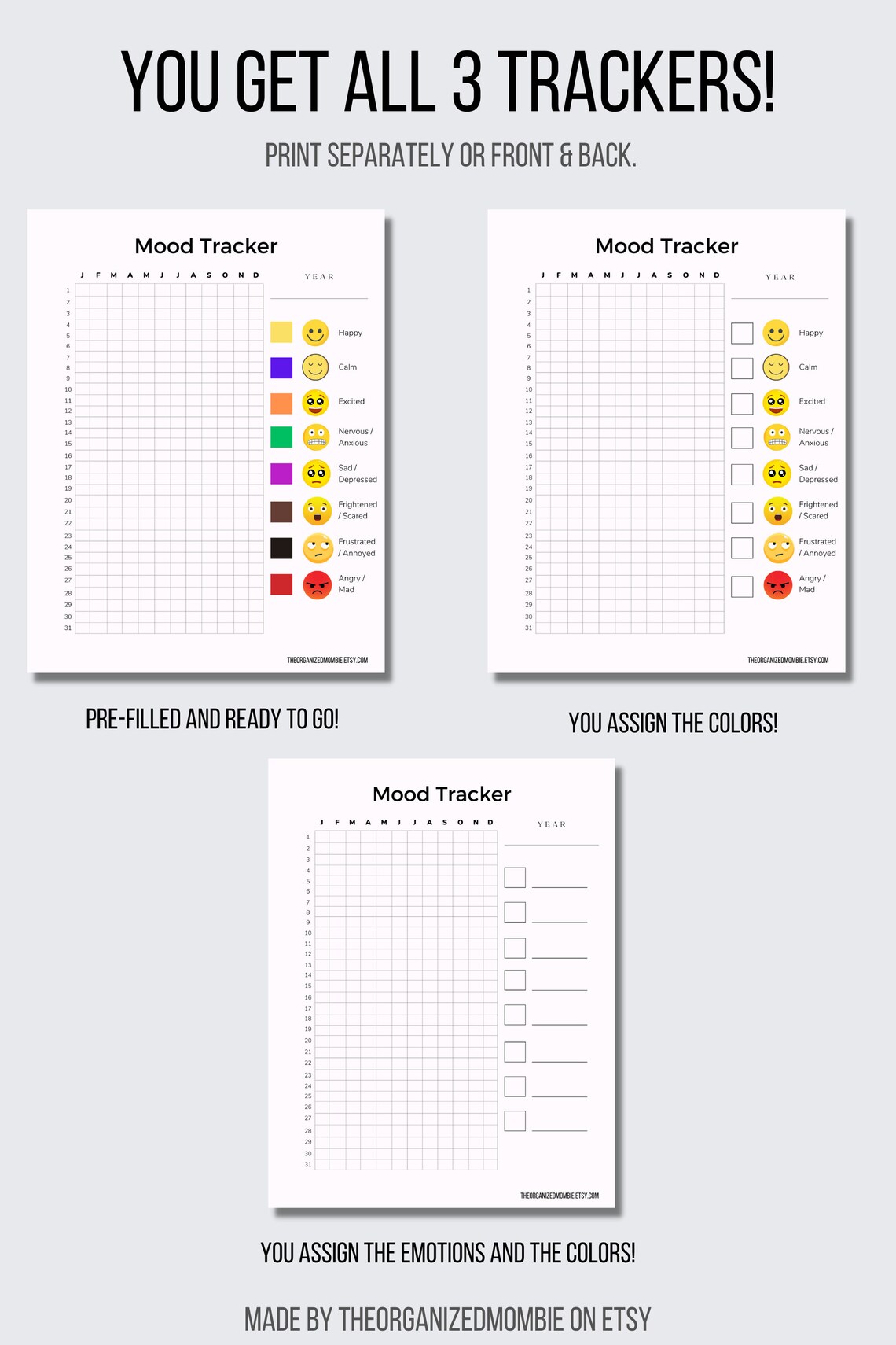 Mood Tracker Printable Emotions Tracker Feelings Chart Depression ...