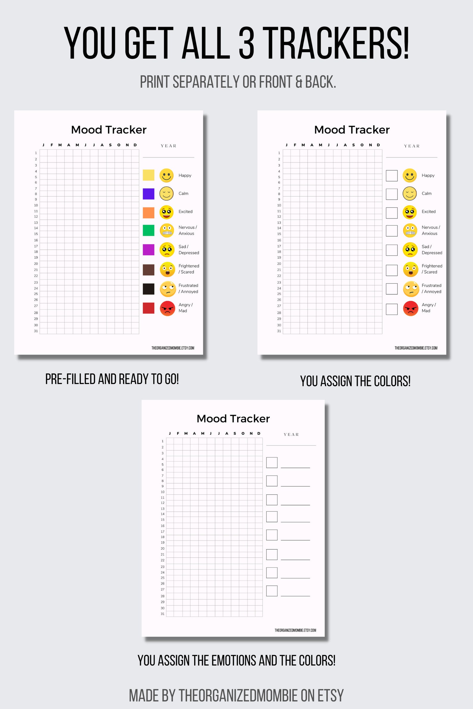 Mood Tracker Printable Emotions Tracker Feelings Chart Depression ...