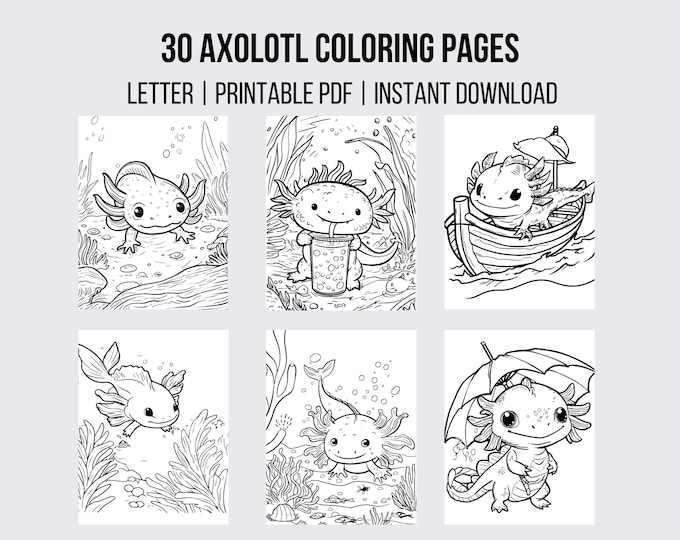 Cute Axolotl Coloring Pages / Axolotl Yinyang / Bobalotl / Gamesolotl ...