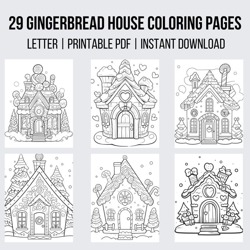 Winter Houses Coloring - Etsy
