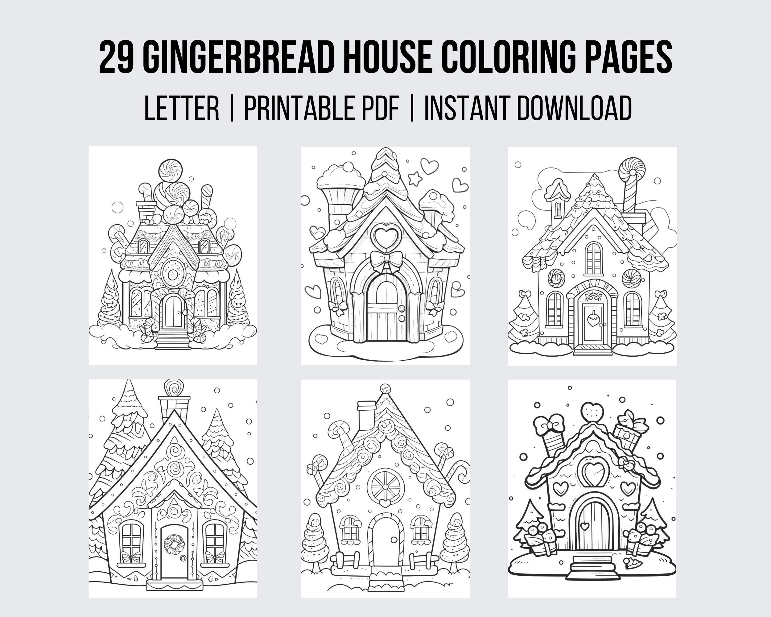 29 Gingerbread House Coloring Pages Instant Download Winter Wonderland ...