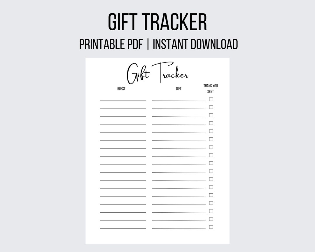 Gift Tracker Wedding Gift Tracker Gift List Bridal Shower Gift Log ...
