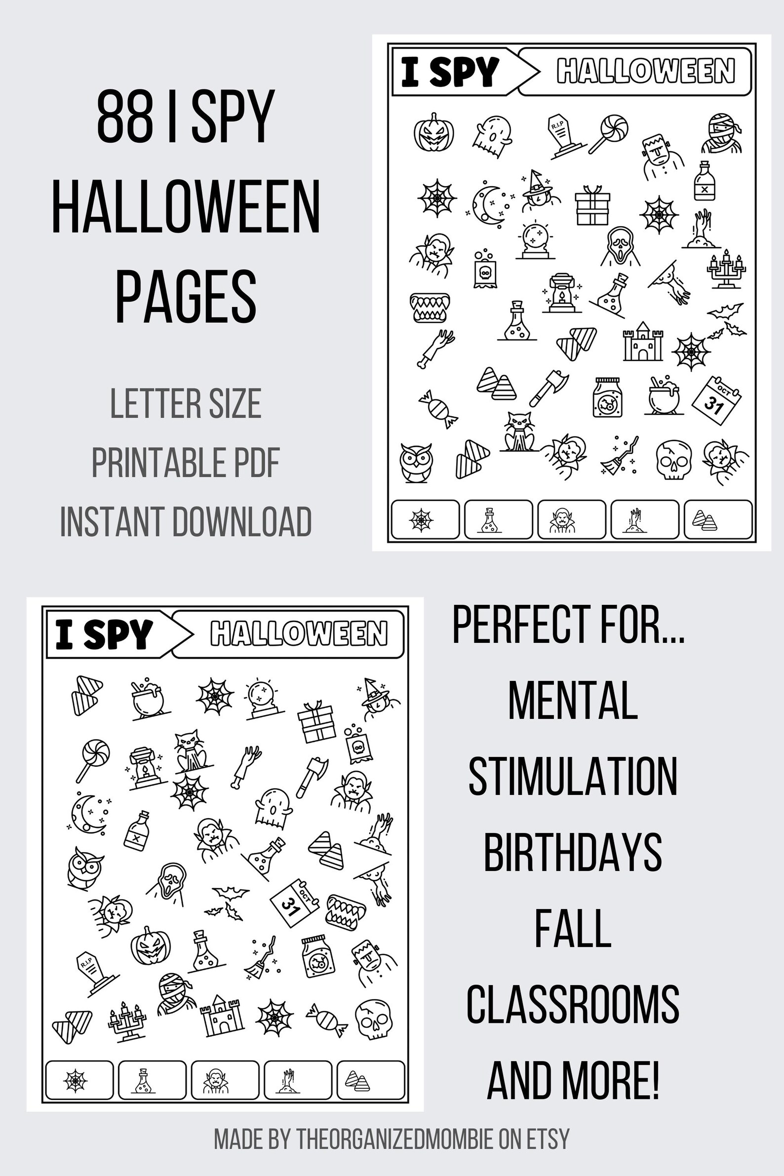 88 I Spy Halloween Pages Instant Download Kids Halloween Game Printable ...