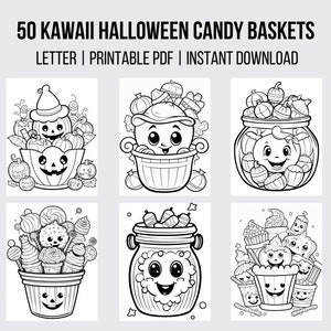 50 Kawaii Halloween Candy Coloring Book Instant Download Kawaii ...