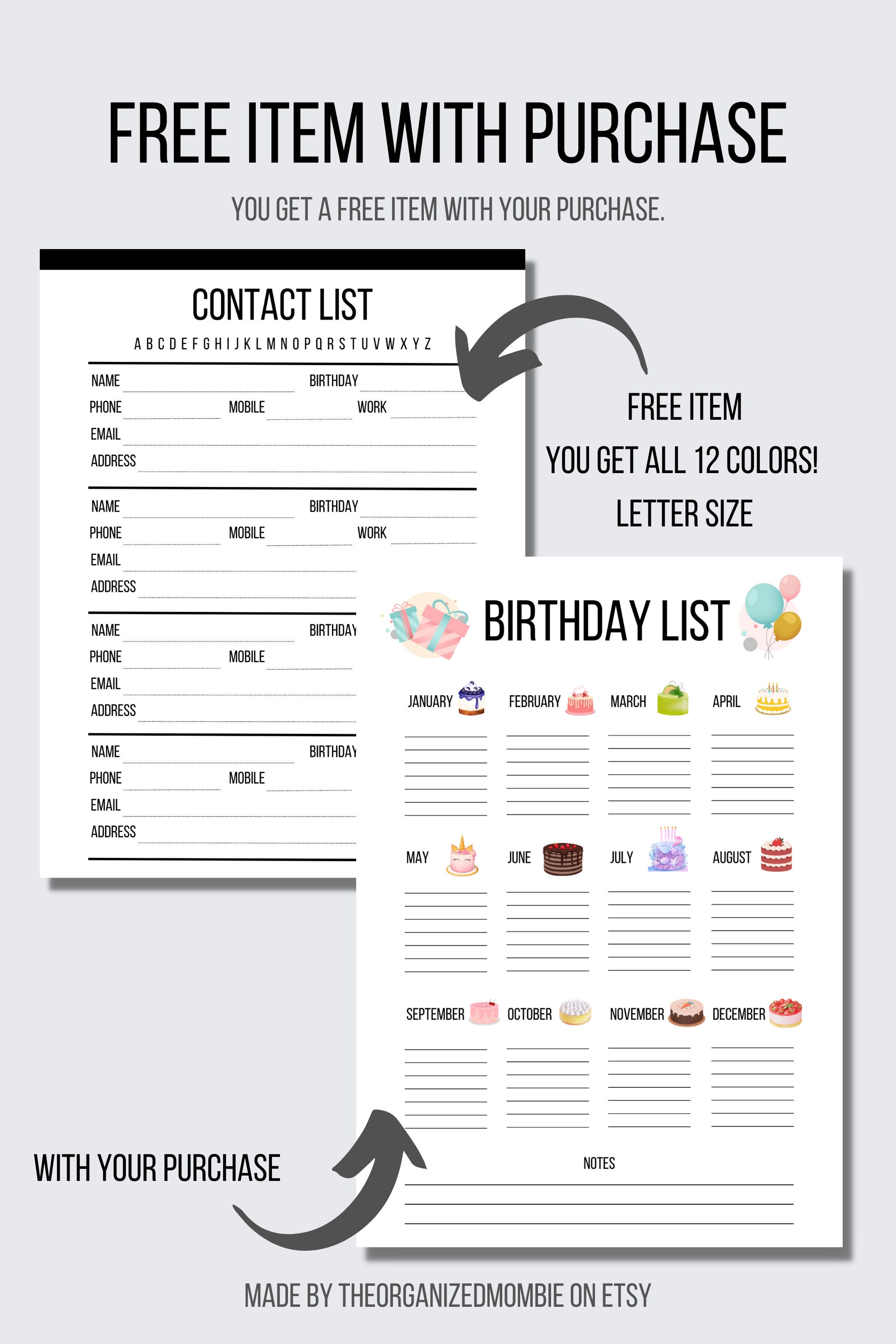 Birthday Tracker Printable Birthday Planner Birthday Reminder Birthday ...