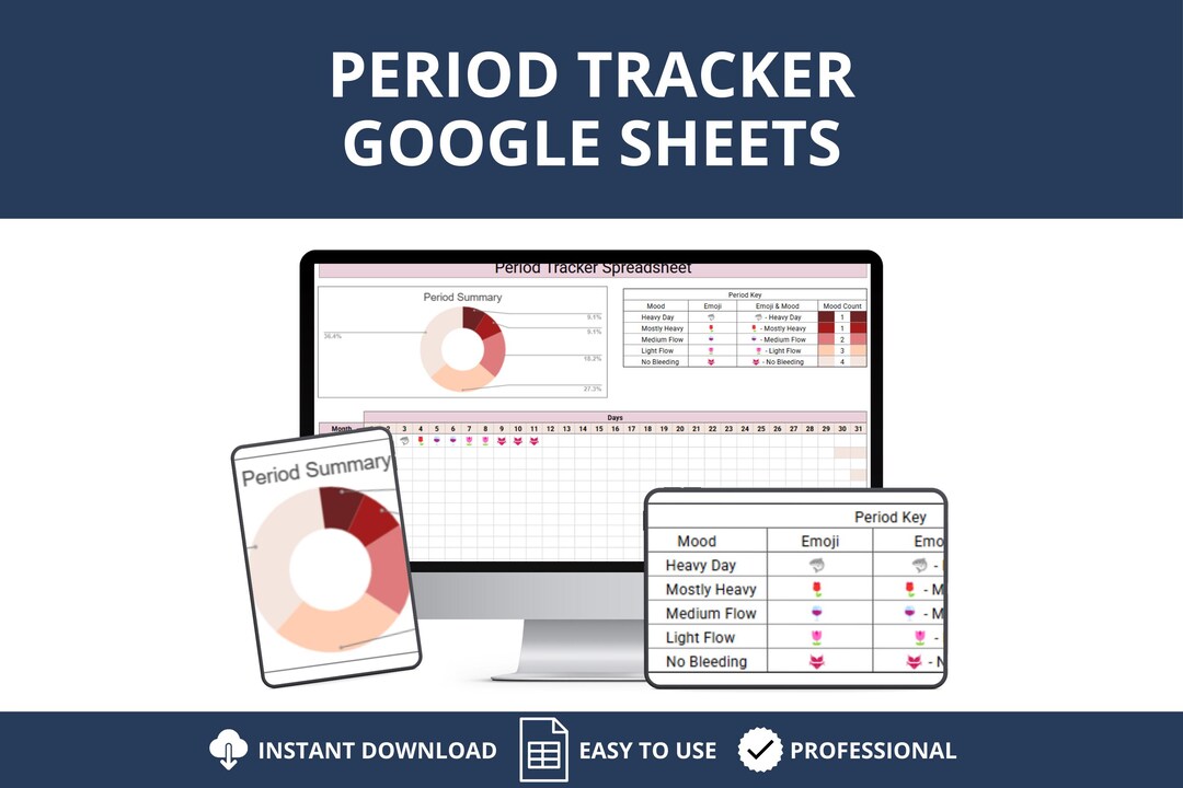 Period Tracker Spreadsheet Google Sheets PMS Tracker Instant Download ...