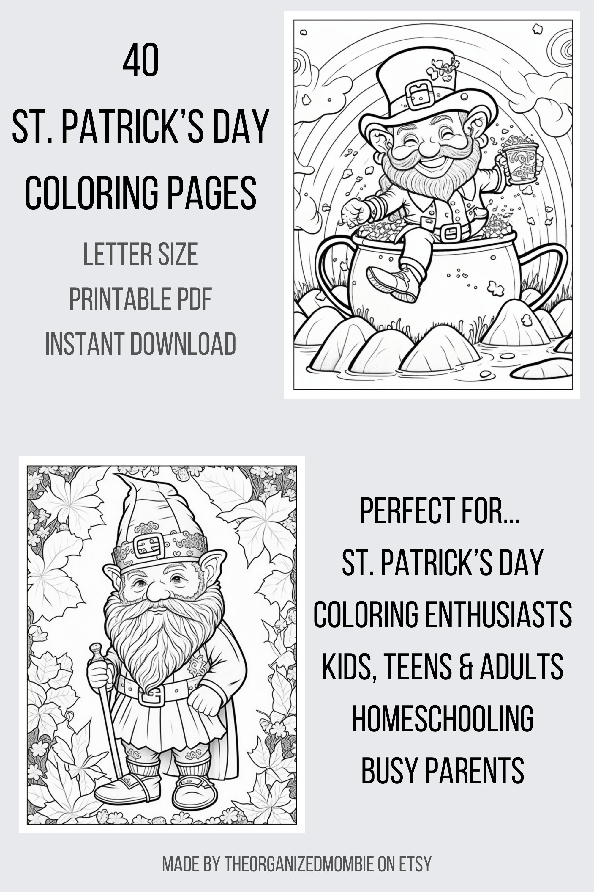 40 St. Patrick's Day Coloring Pages Leprechaun Coloring Shamrock ...