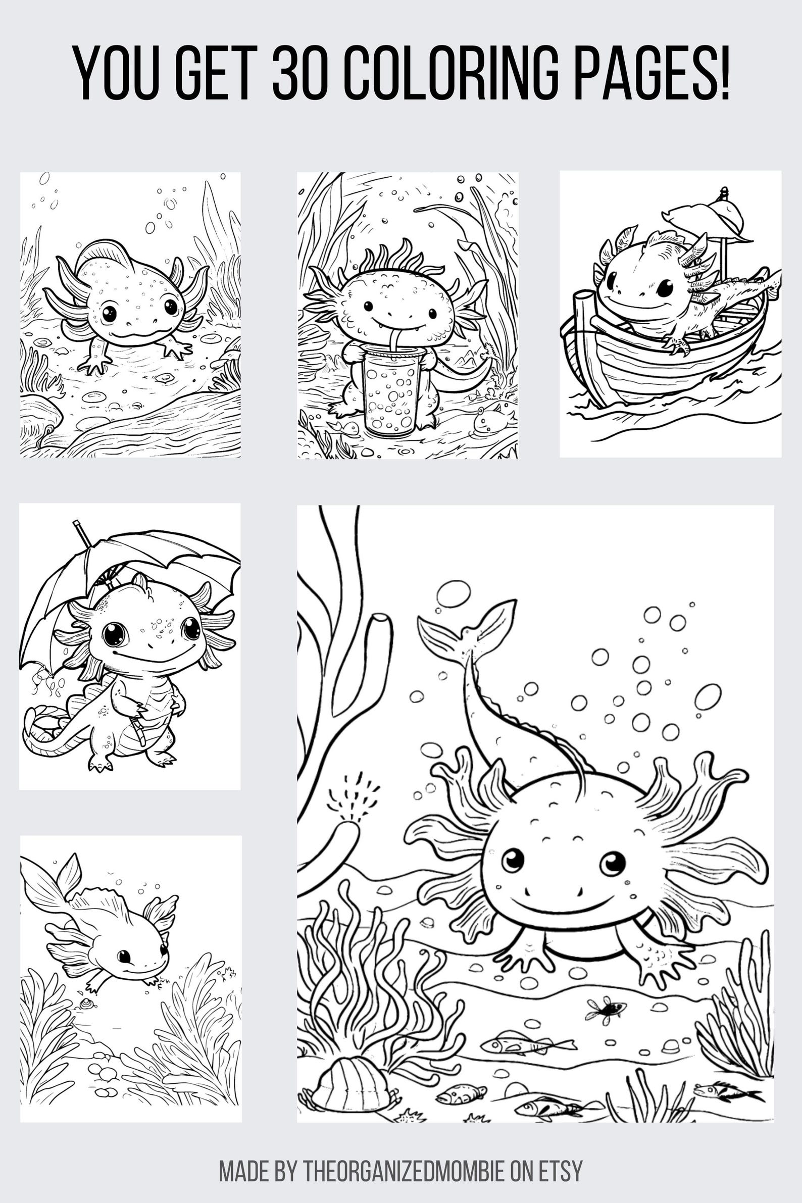 Axolotl Coloring Page Printable Instant Download Cute Axolotl Pages Kid ...