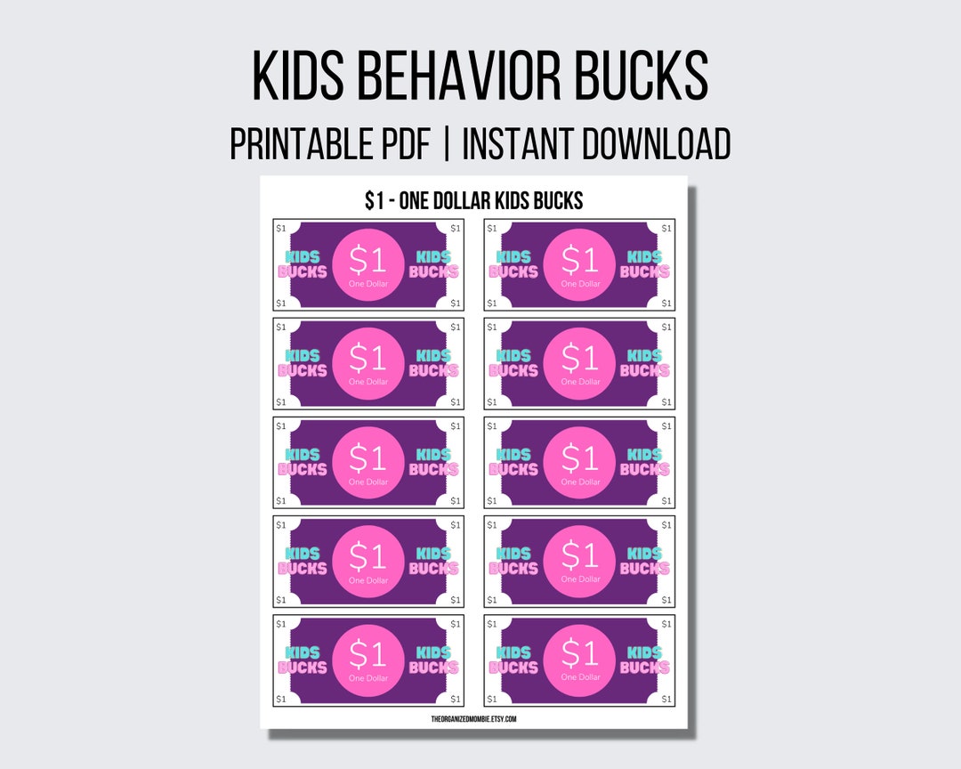 Behavior Bucks Printable Mom Bucks Kids Reward System Prints Kids ...