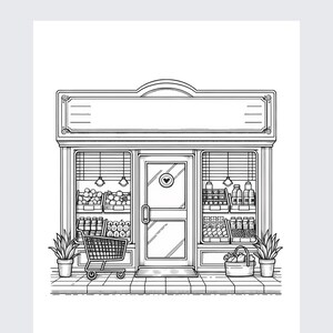 48 Storefront Coloring Pages for Kids and Adults Relaxing Art Therapy ...
