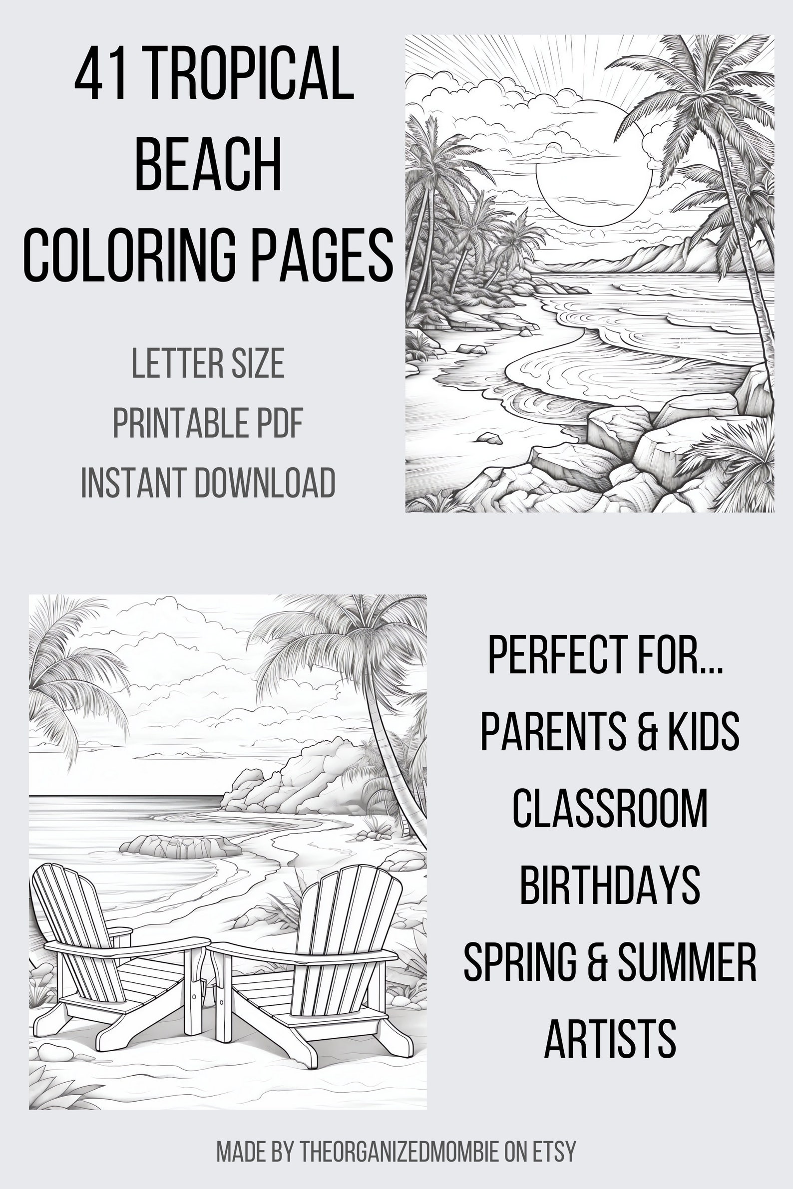 41 Tropical Beach Coloring Pages Printable Summer Kids Coloring Book ...