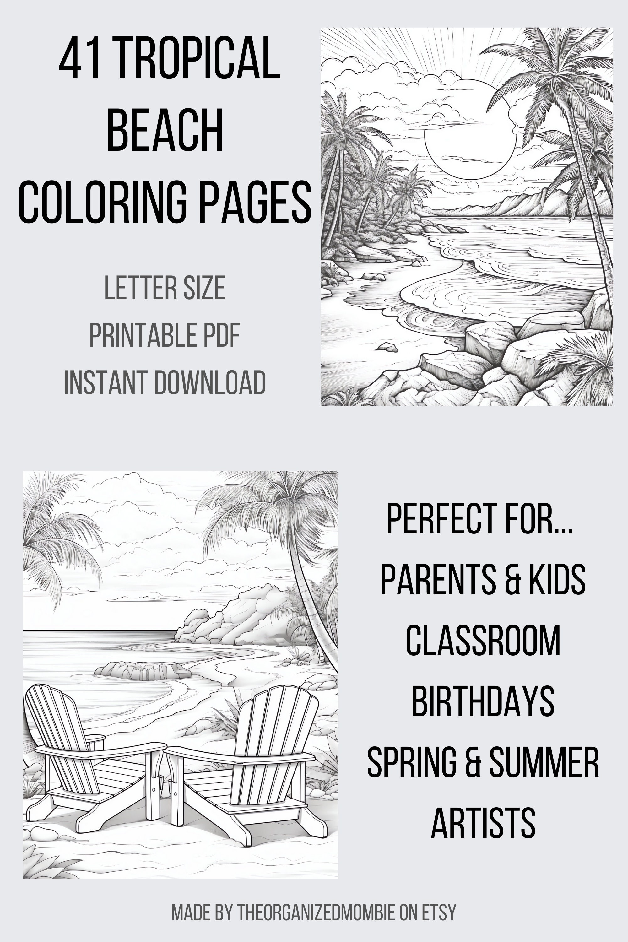 41 Tropical Beach Coloring Pages Printable Summer Kids Coloring Book ...