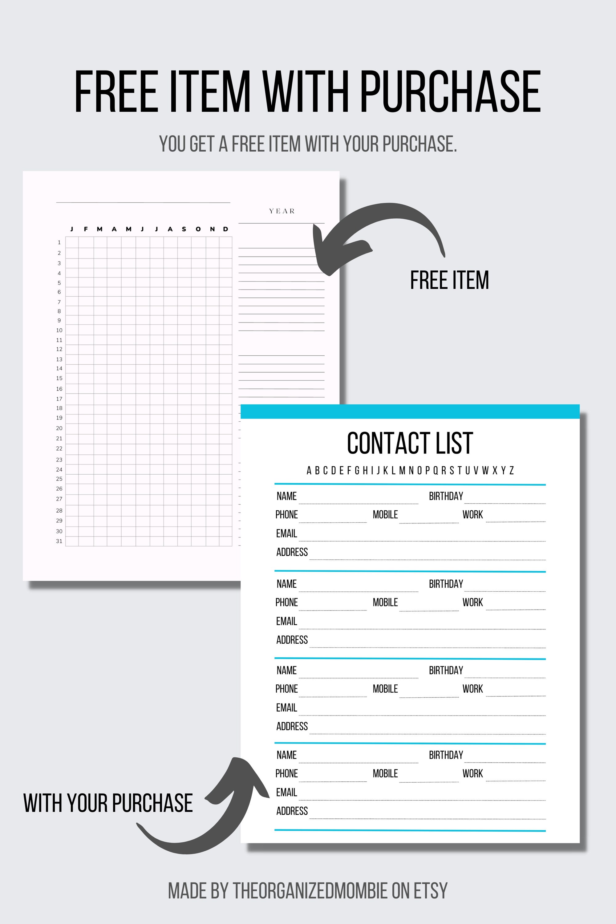 Printable Contact List Address Book PDF Phone Book Client Contact ...