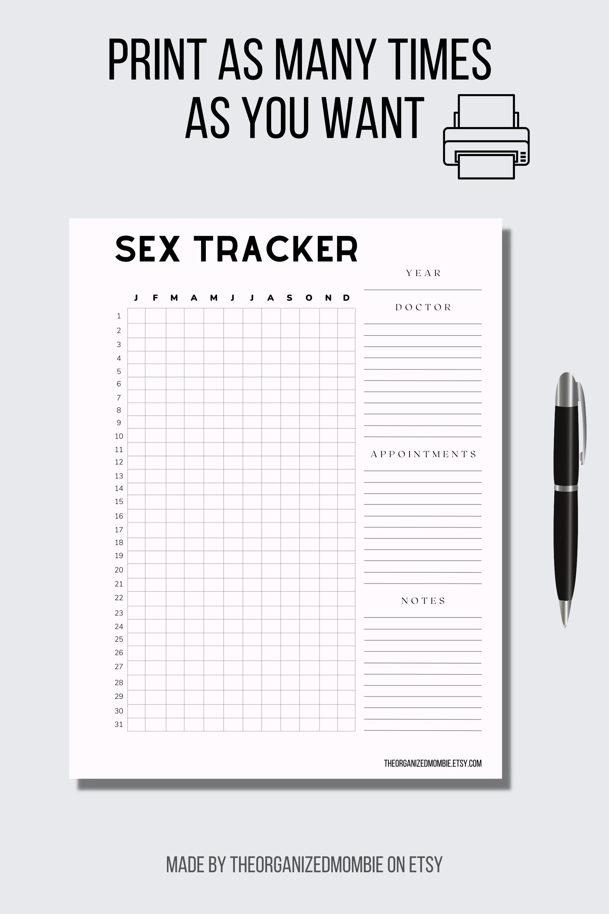 Sex Tracker Instant Download Couples Sex Printable Tracker Printable Habit Tracker Routine