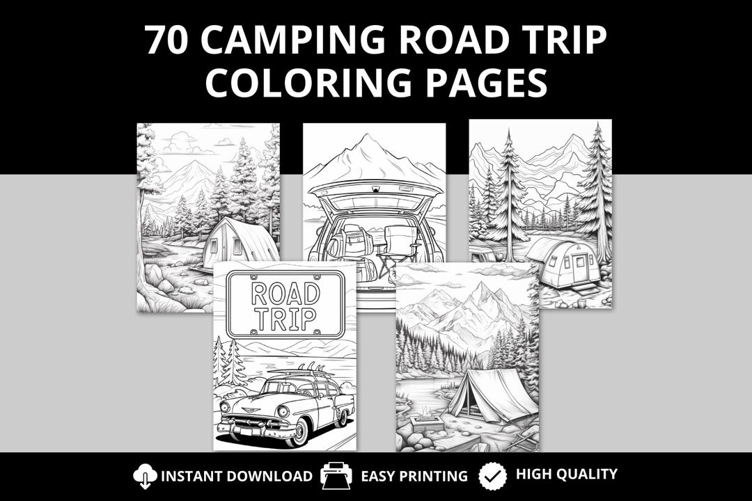 70 Camping Road Trip Coloring Pages Instant Download Camping Coloring ...
