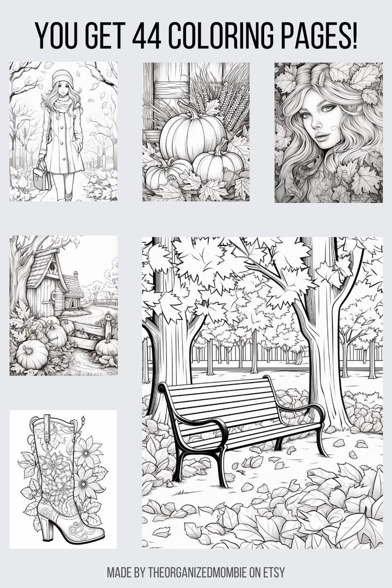 44 Fall Girl Coloring Pages Instant Download Autumn Girl Coloring Pages ...