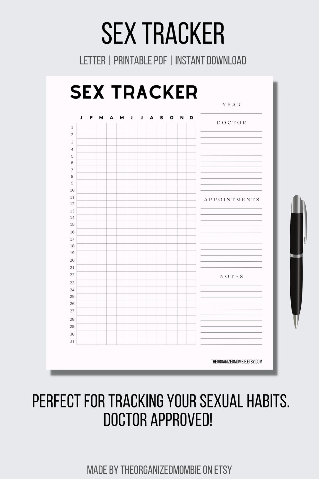 Sex Tracker Instant Download Couples Sex Printable Tracker Etsy