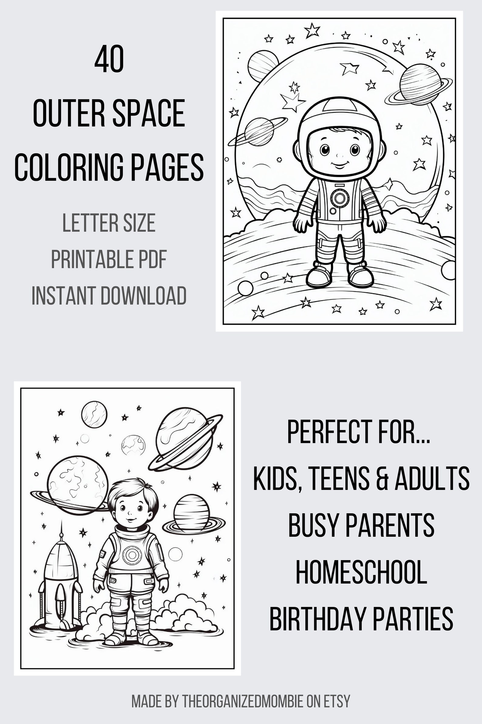 40 Outer Space Coloring Pages Space Coloring Book Space Activity Page ...
