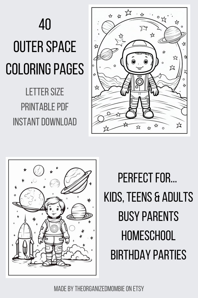 40 Outer Space Coloring Pages Space Coloring Book Space Activity Page ...