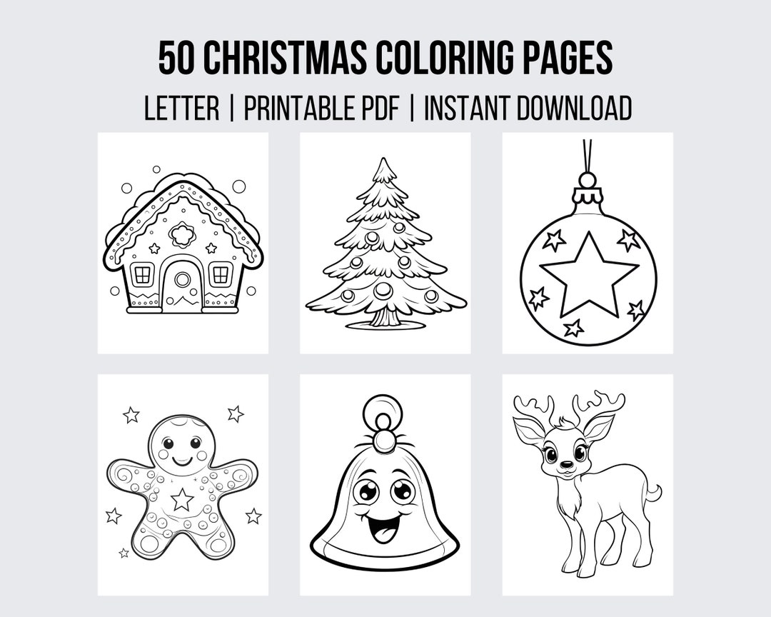 50 Christmas Coloring Christmas Activity Adult Coloring Pages Printable ...