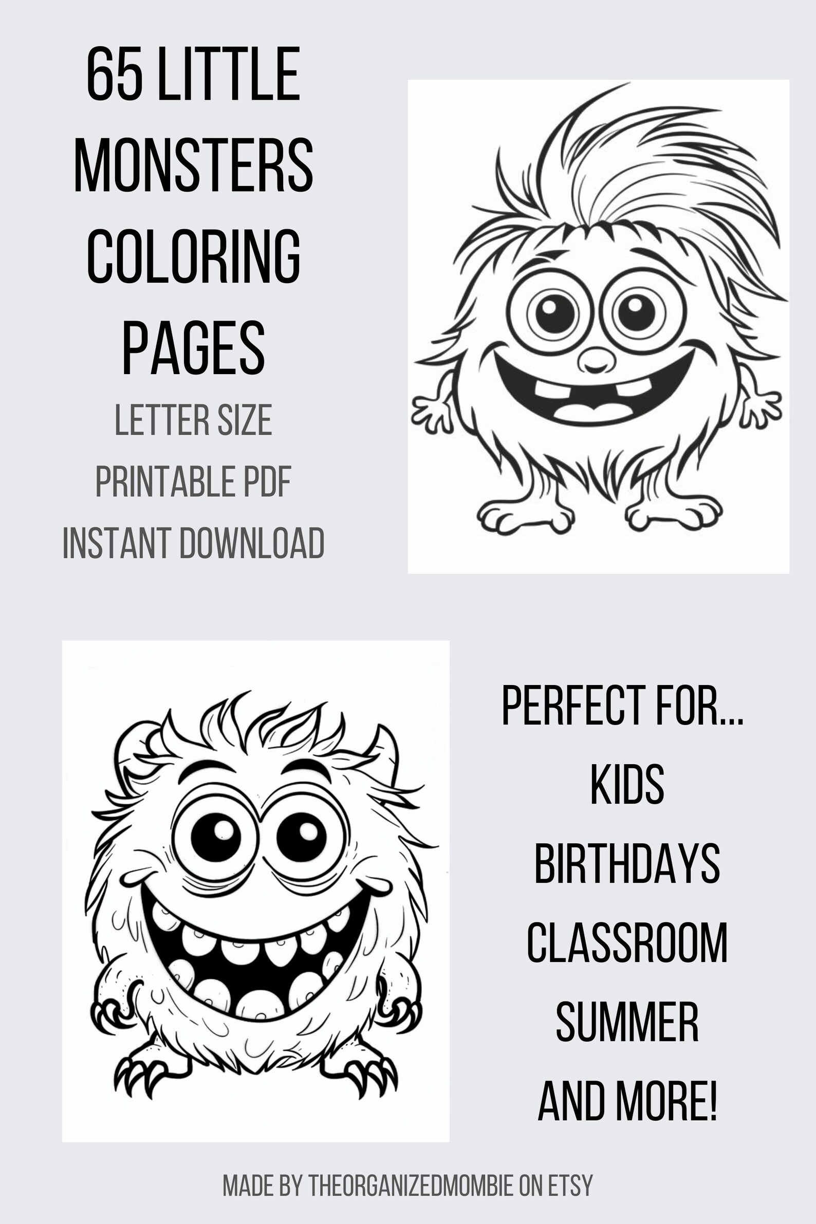 65 Little Monsters Coloring Pages for Kids Printable Monsters Printable ...