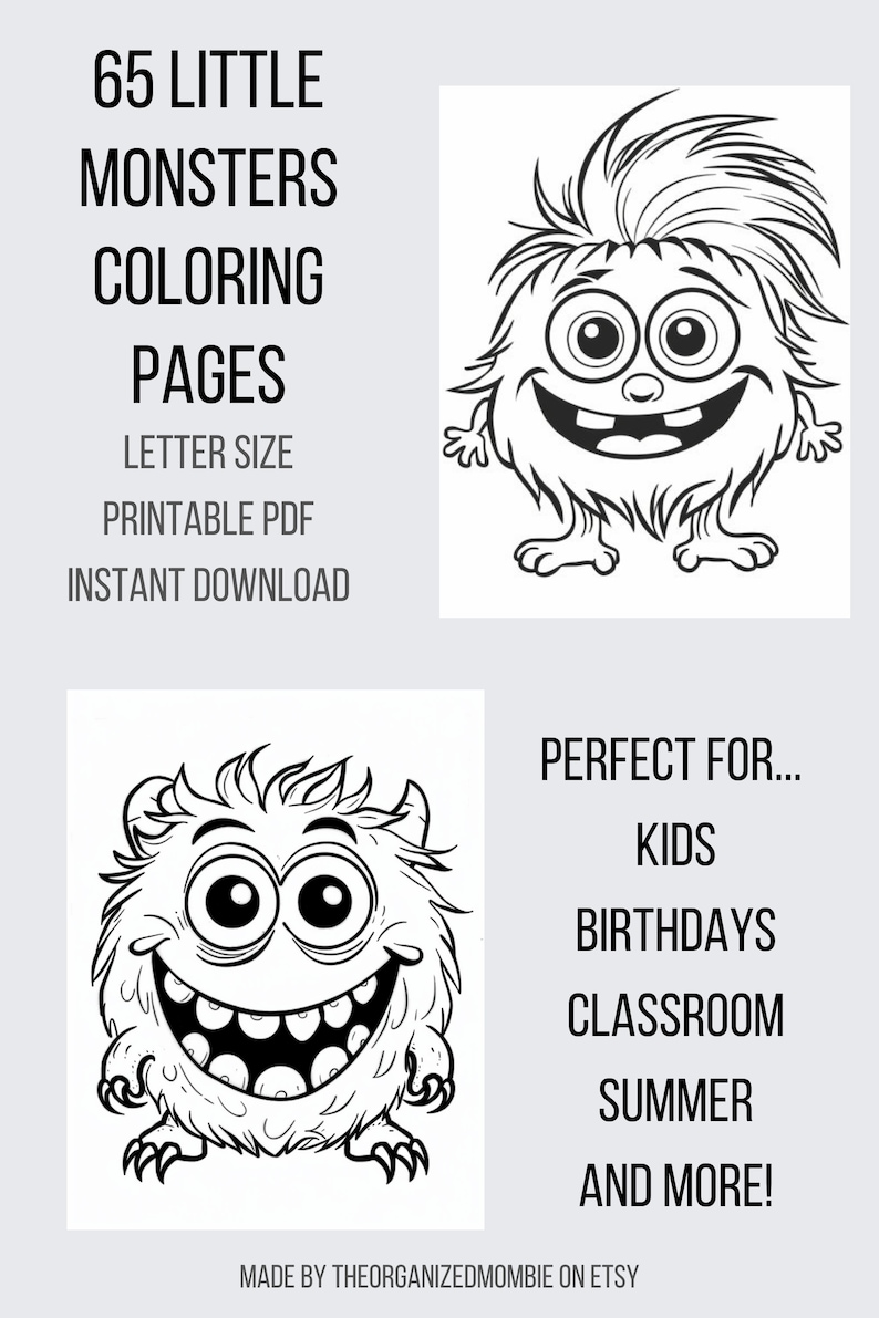 65 Little Monsters Coloring Pages for Kids Printable Monsters Printable ...