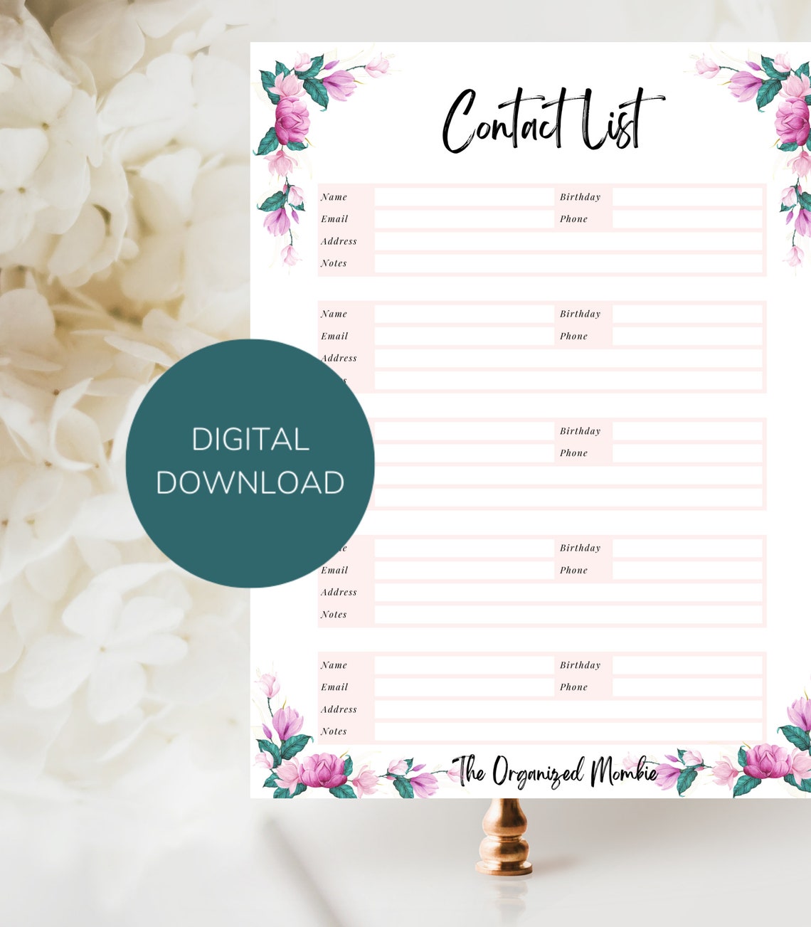 Printable Contact List Instant Download Wedding Contact List - Etsy