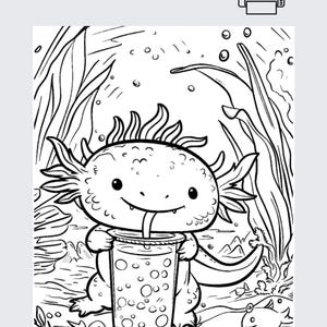 Axolotl Coloring Page Printable Instant Download Cute Axolotl Pages Kid ...