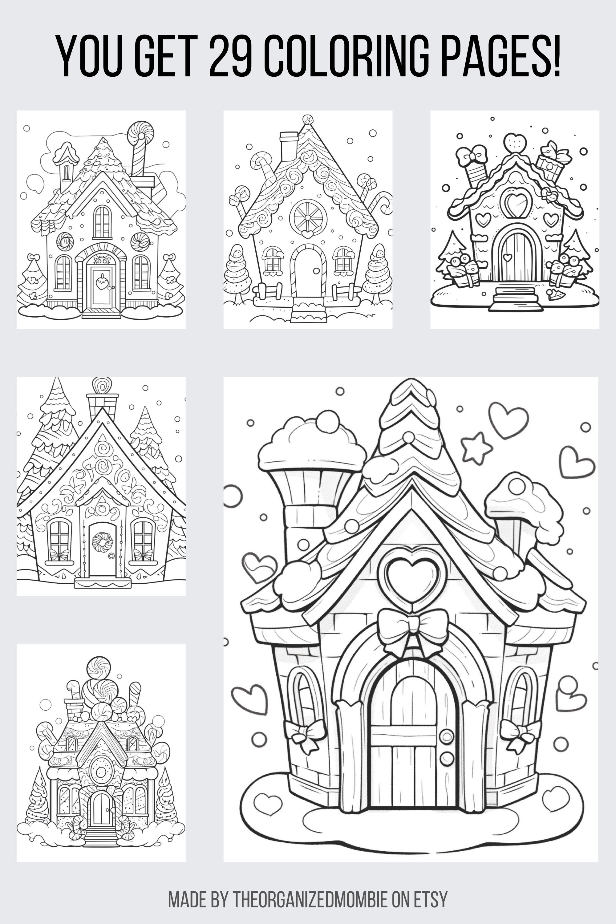 29 Gingerbread House Coloring Pages Instant Download Winter Wonderland ...