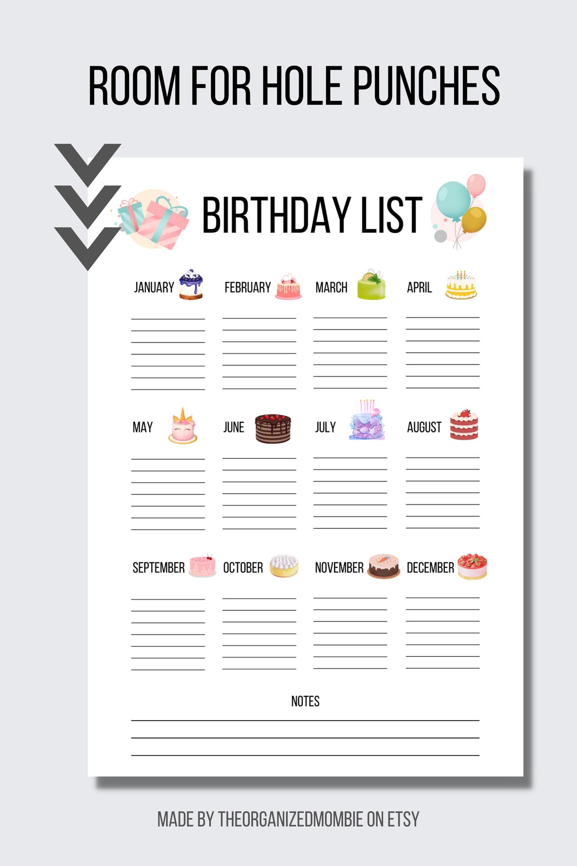 Birthday Tracker Printable Birthday Planner Birthday Reminder Birthday ...