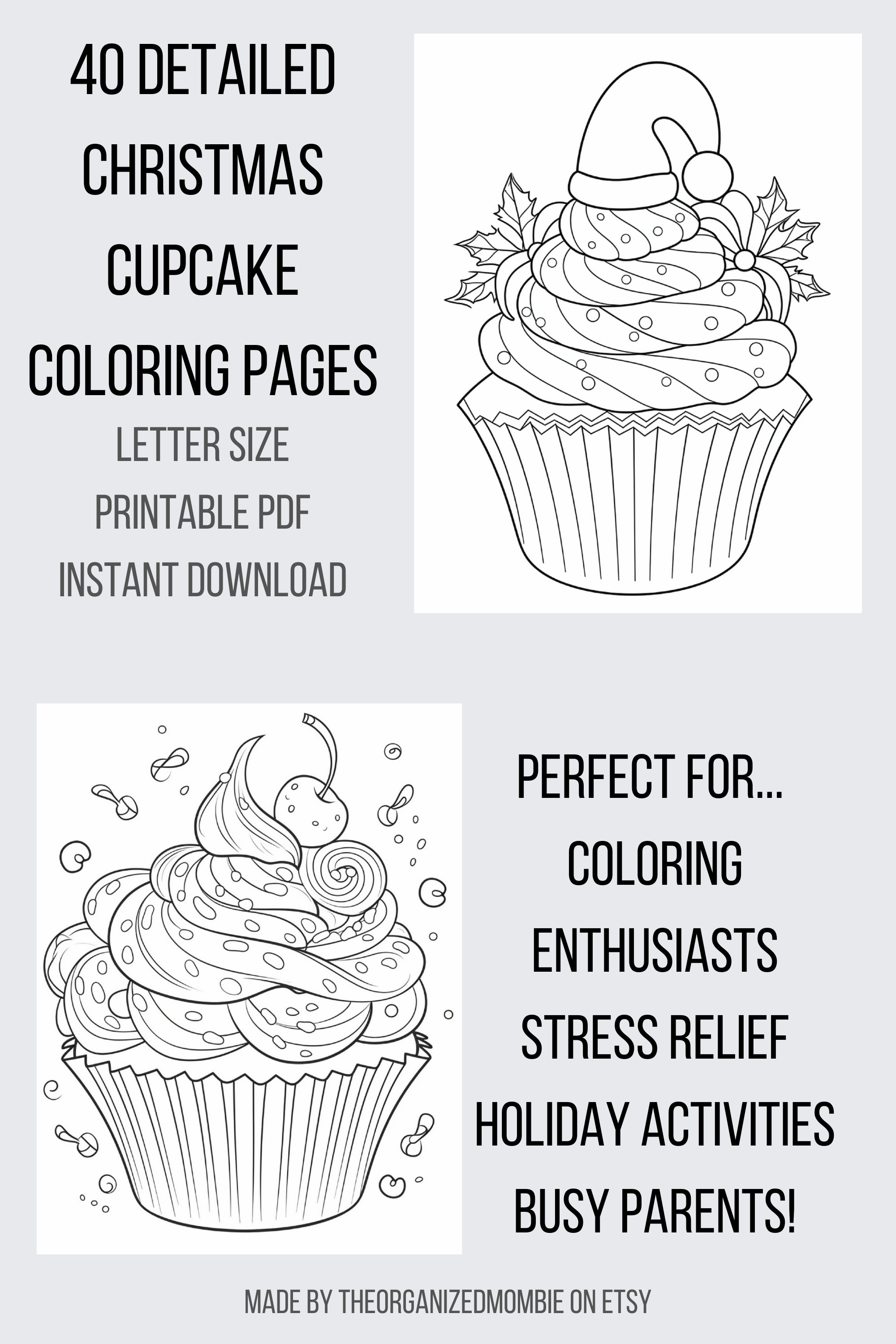 40 Christmas Cupcake Coloring Page Desserts Coloring Food Coloring Page ...