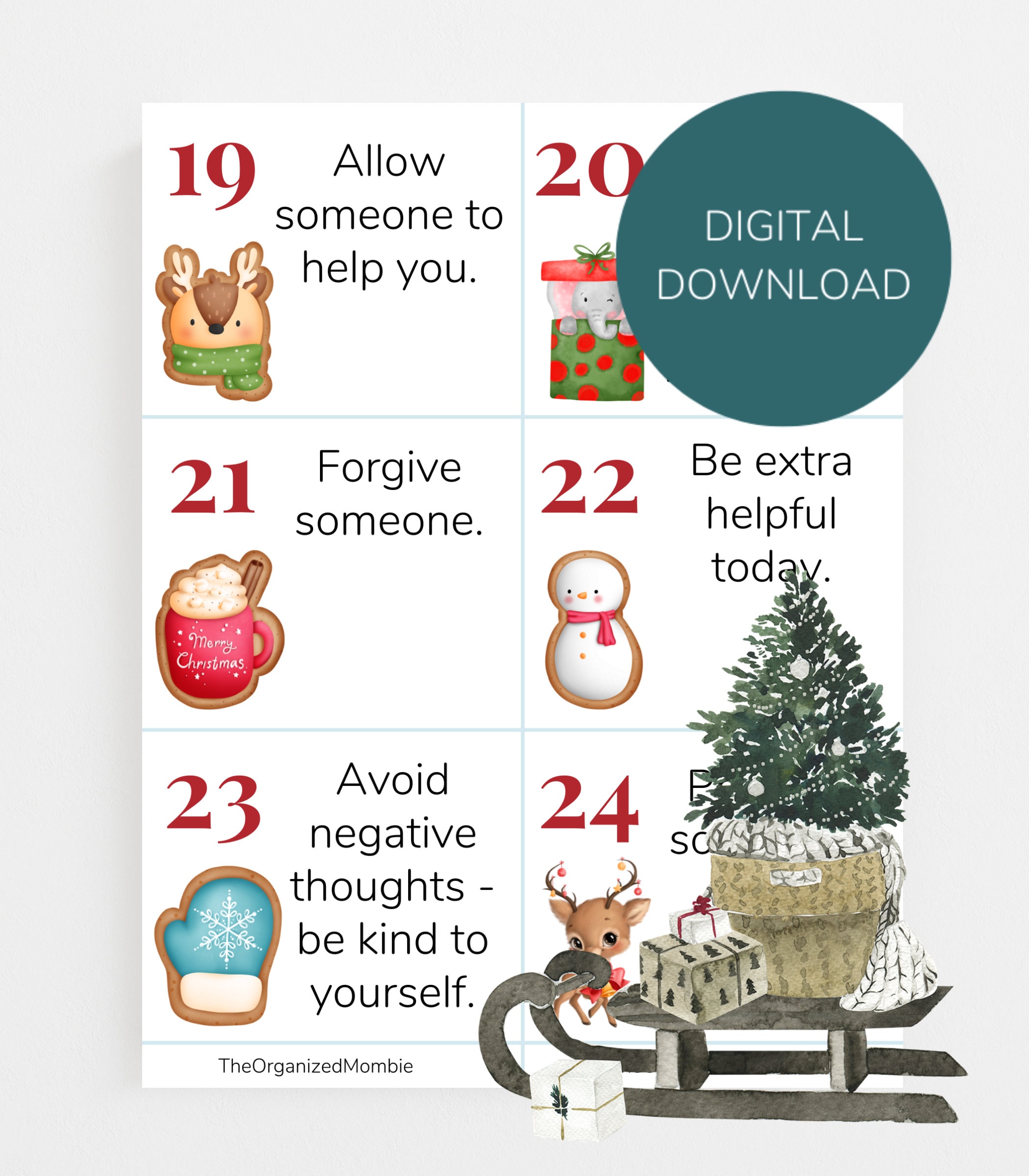 Advent Calendar Random Acts of Kindness Printable Instant Download ...