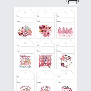 Retro Holiday Gift Tags Christmas Favor Tags Gift Tag Printable ...