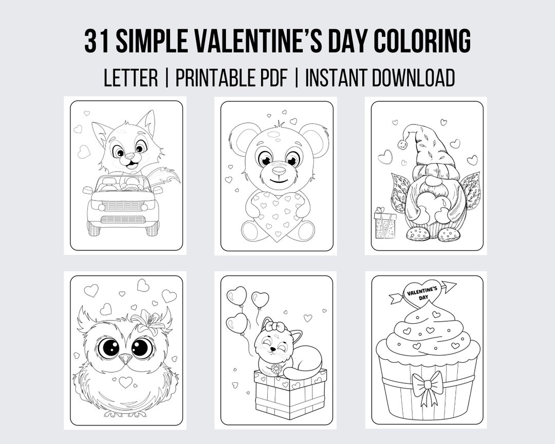 31 Simple Valentine Day Coloring Pages Valentine's Day Valentine Gift ...