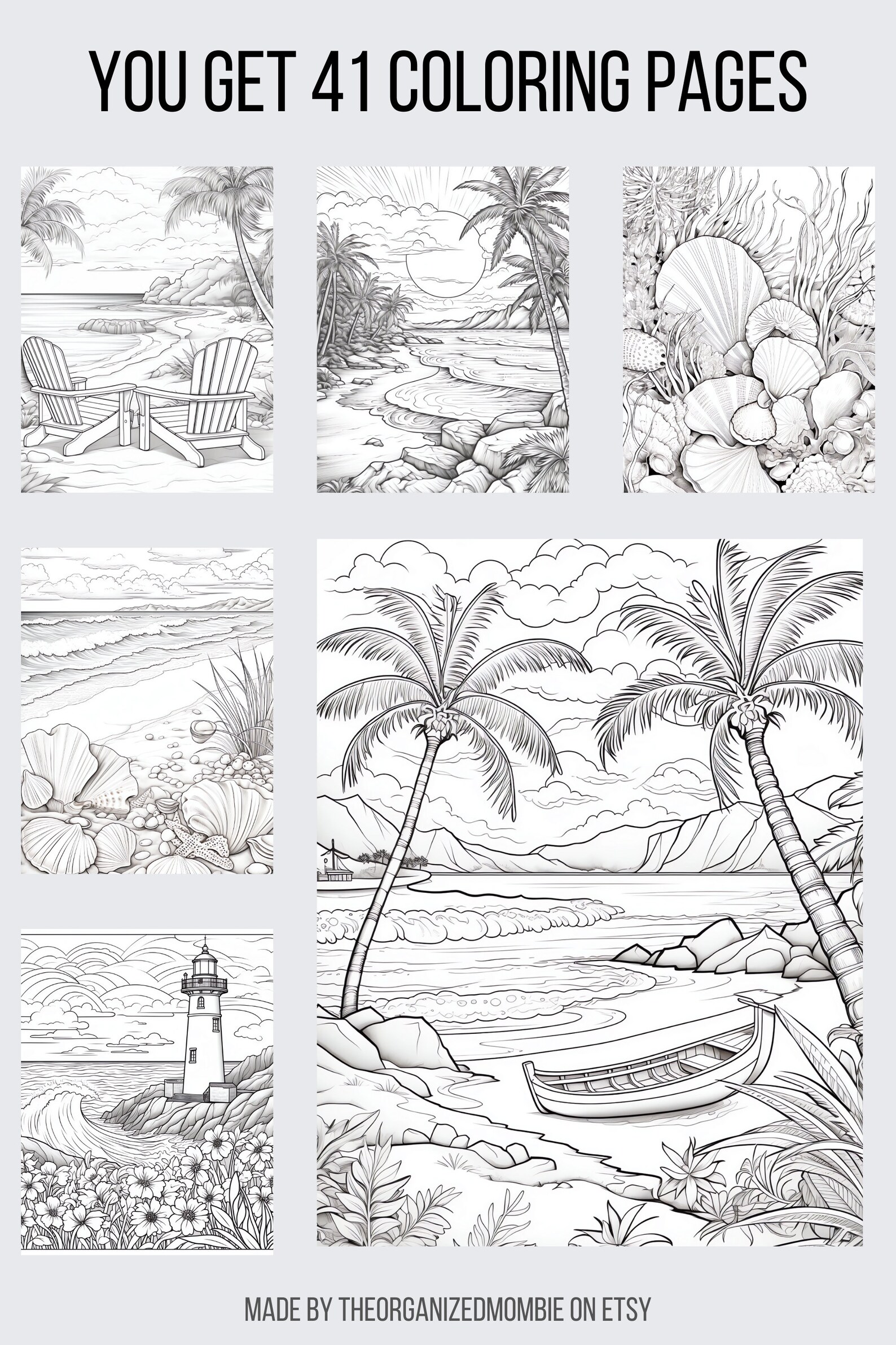 41 Tropical Beach Coloring Pages Printable Summer Kids Coloring Book ...