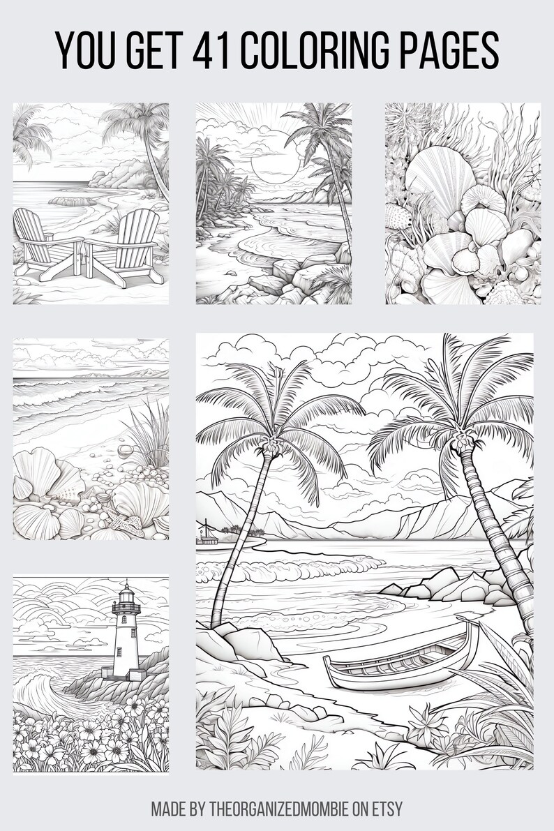 41 Tropical Beach Coloring Pages Printable Summer Kids Coloring Book ...