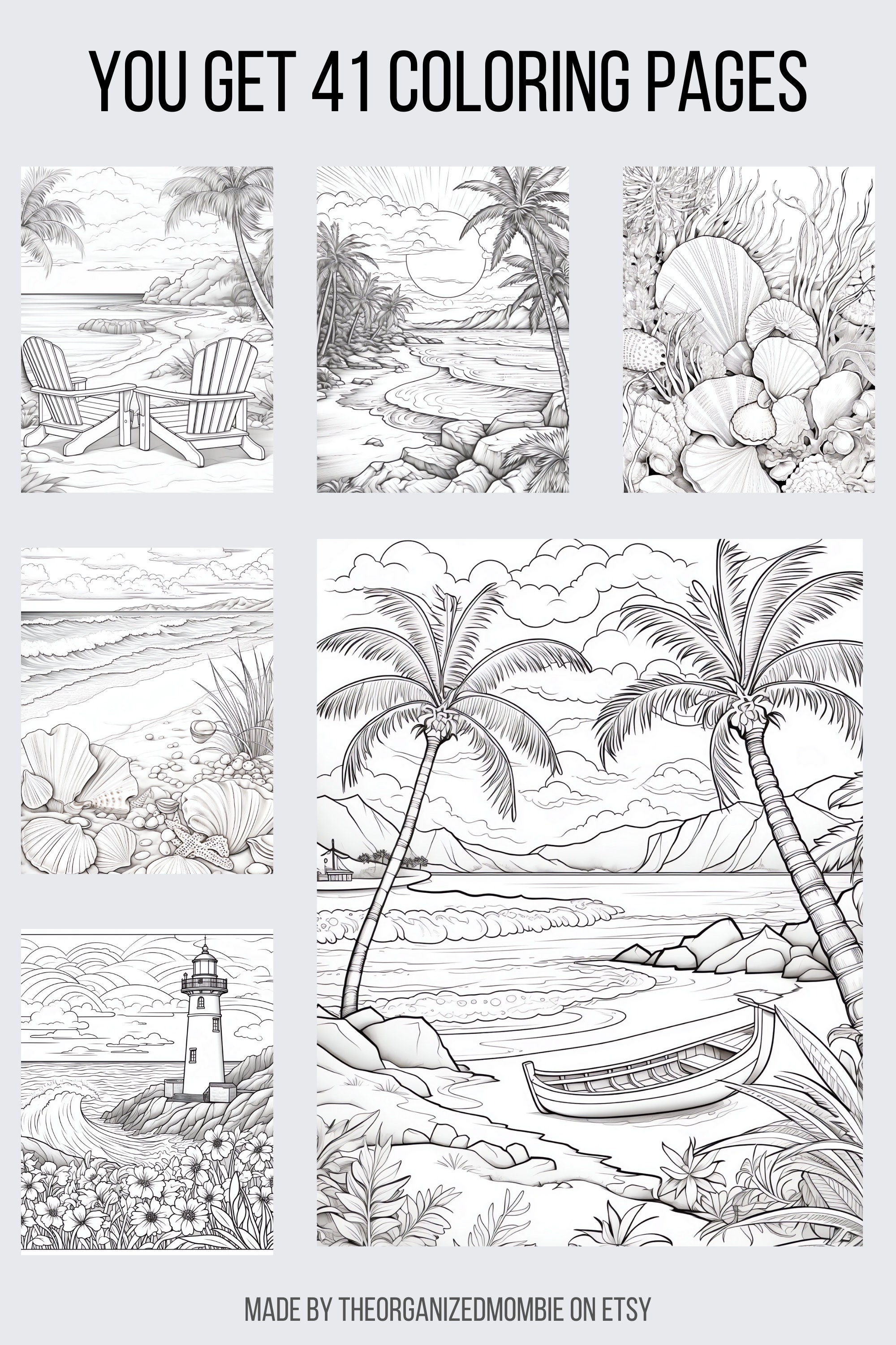 41 Tropical Beach Coloring Pages Printable Summer Kids Coloring Book ...