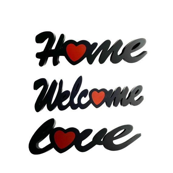 Wood Words Cut-out Block Letters Sign Welcome Home Love Free - Etsy
