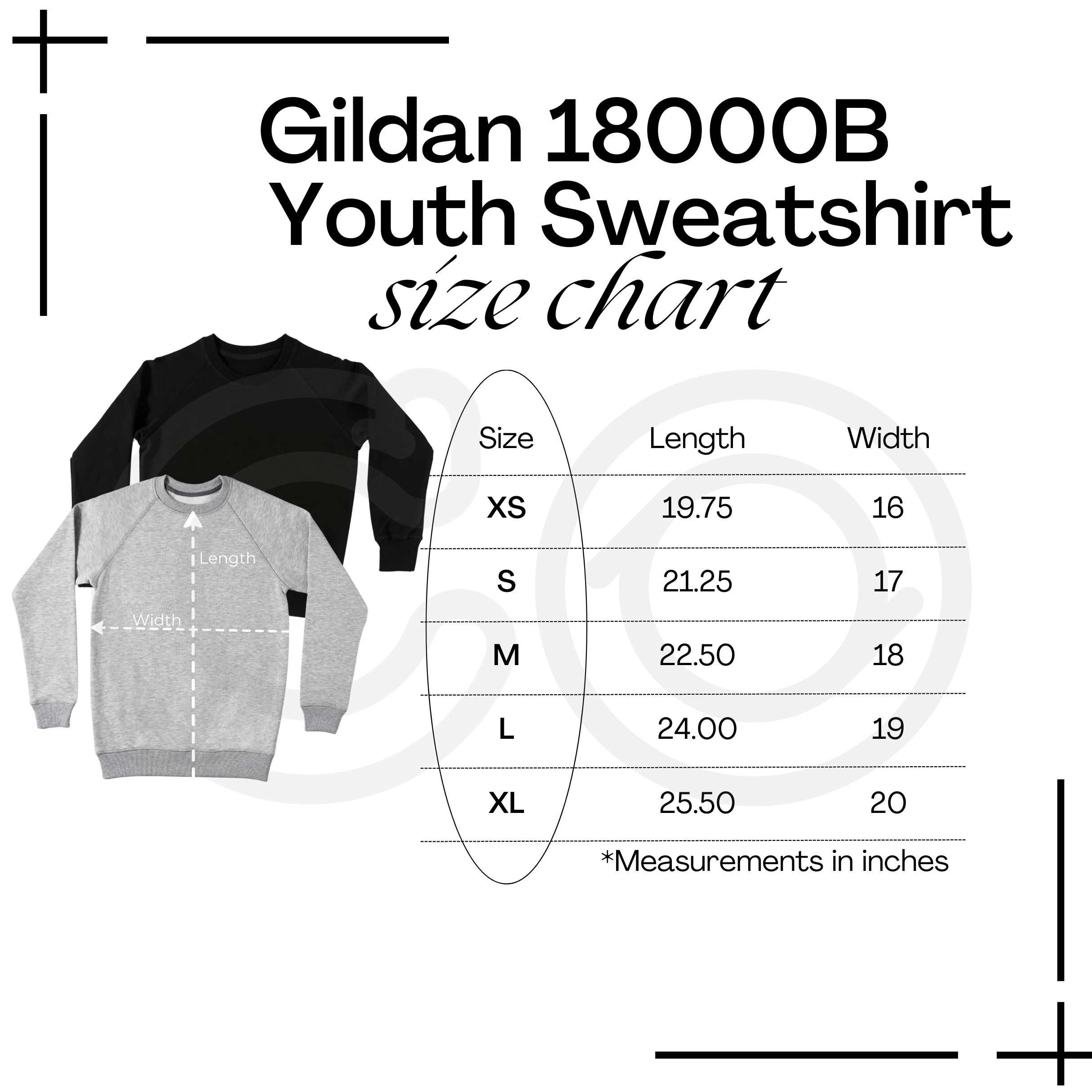 Gildan 18000B Size Chart | Gildan Youth Sweatshirt Size Chart | 18000B ...