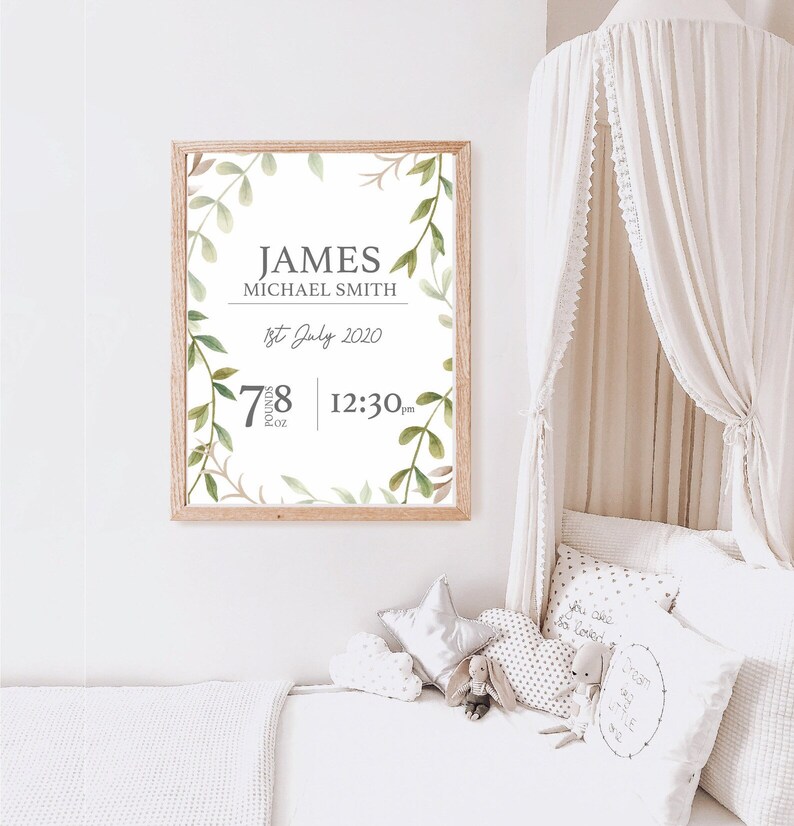 Poster Gepersonaliseerde Nieuwe Baby Print, Geboorte Details Kunst Aan ...