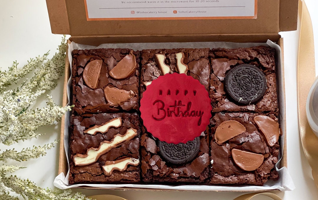 Personalised Brownies, Birthday Gift Box, Baking Gift, Chocolate Gift, Letterbox Brownies ...