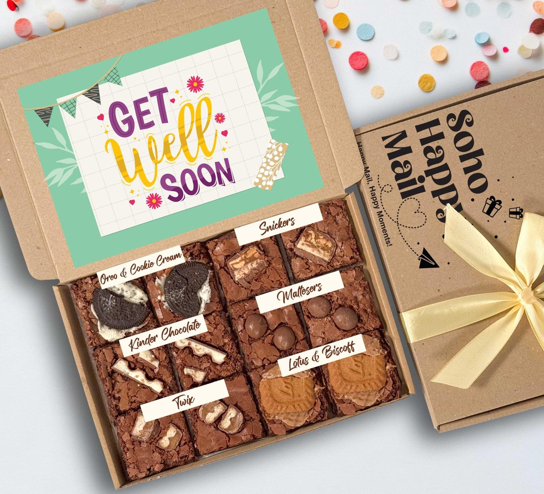 Get Well Soon Gift Box, Mothers Day Gifts, Thank You Gift Box Brownies ...
