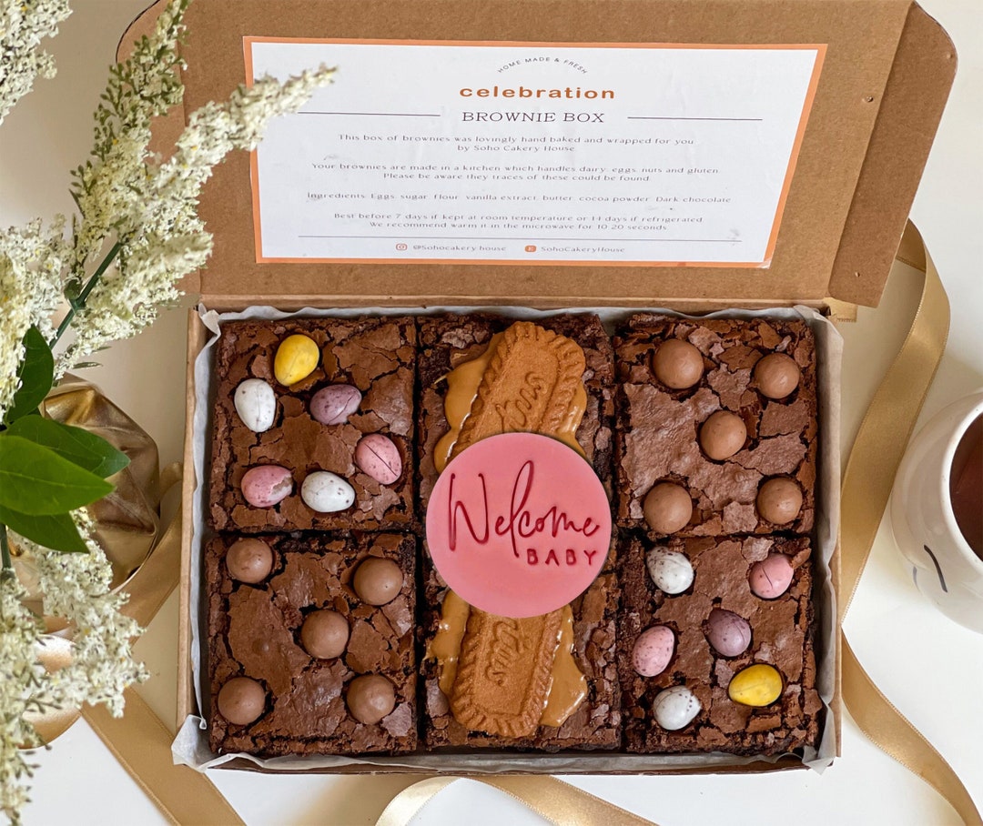 Welcome Baby Gift,personalised Letterbox Brownies,pregnancy Gift Box ...