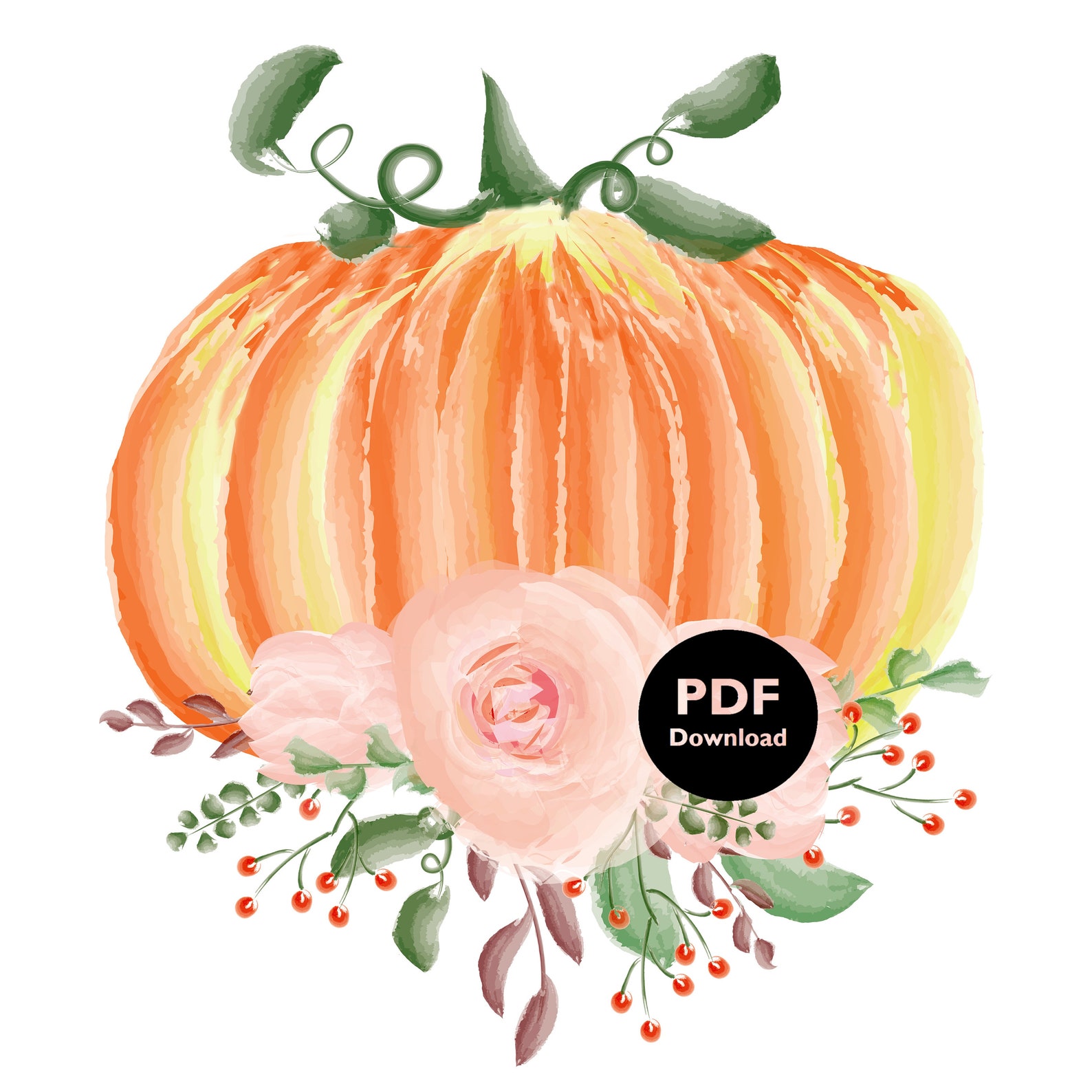 Autumnal Pumpkin V. 6 Cross Stitch Pattern, Modern Watercolor Painting ...