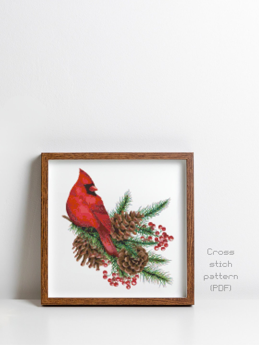 Winter Cardinal Cross Stitch Pattern (inverted), Modern Watercolor ...