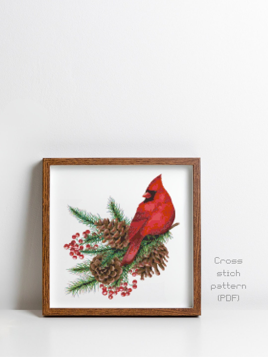 Winter Cardinal Cross Stitch Pattern, Modern Watercolor Painting ...