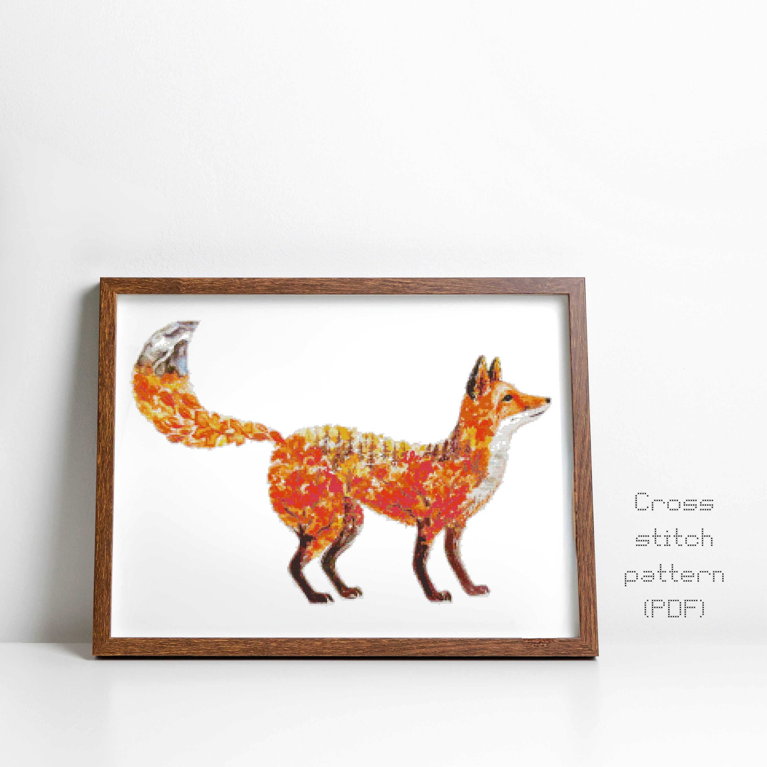 Fox Fall Foliage Cross Stitch Pattern, Abstract, Modern Watercolor ...
